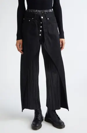 Junya Watanabe X Levi'S® Mixed Media Pleated Pants In Black X
